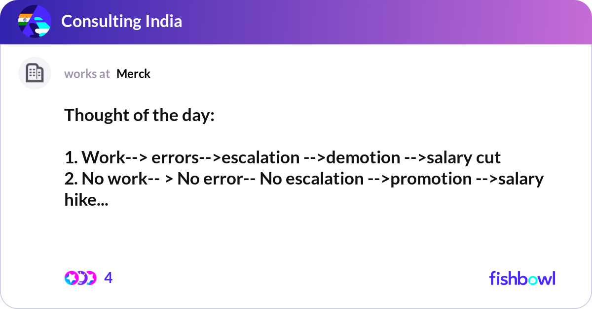 Thought of the day: 1. Work--> errors-->escalatio... | Fishbowl