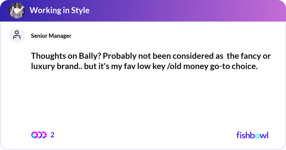 Thoughts on Bally? Probably not been considered as... | Fishbowl