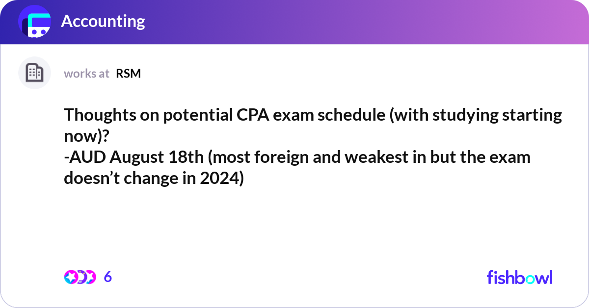 Thoughts on potential CPA exam schedule (with stud... | Fishbowl