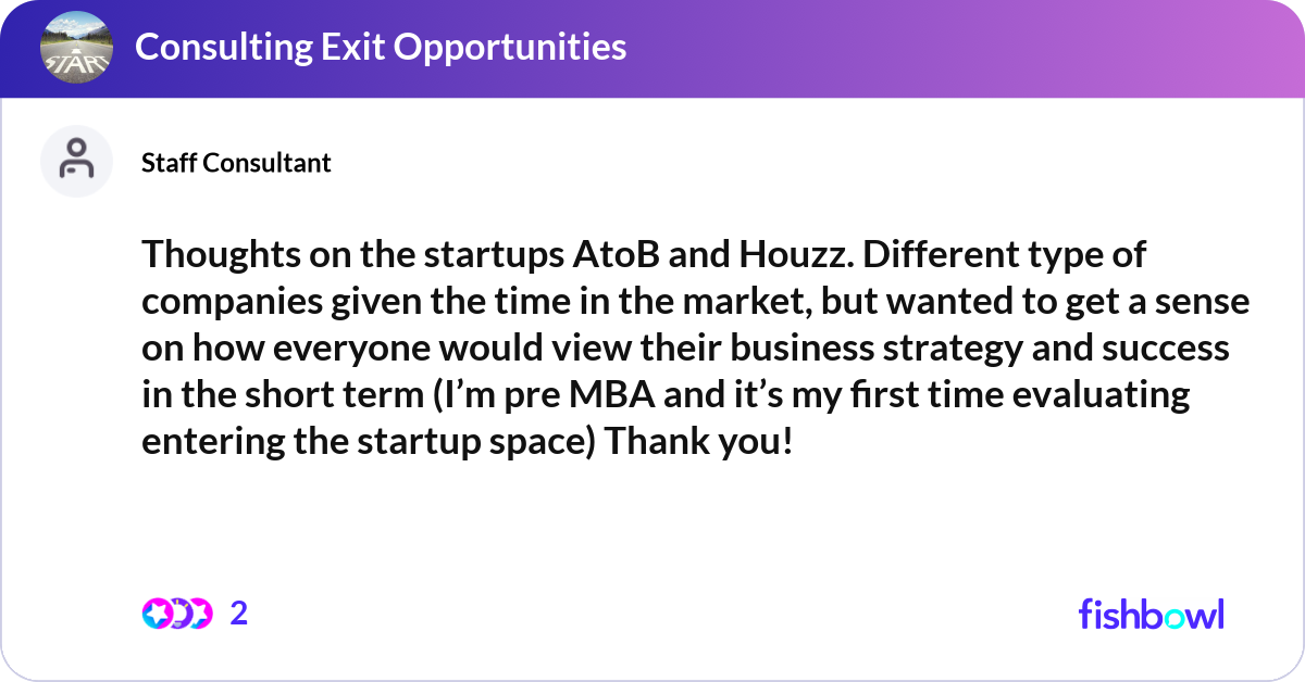 Thoughts on the startups AtoB and Houzz. Different... | Fishbowl