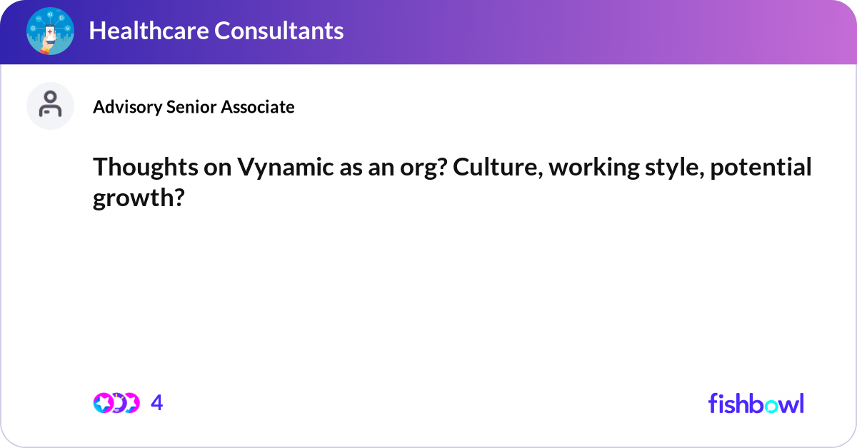 Thoughts on Vynamic as an org? Culture, working st... | Fishbowl