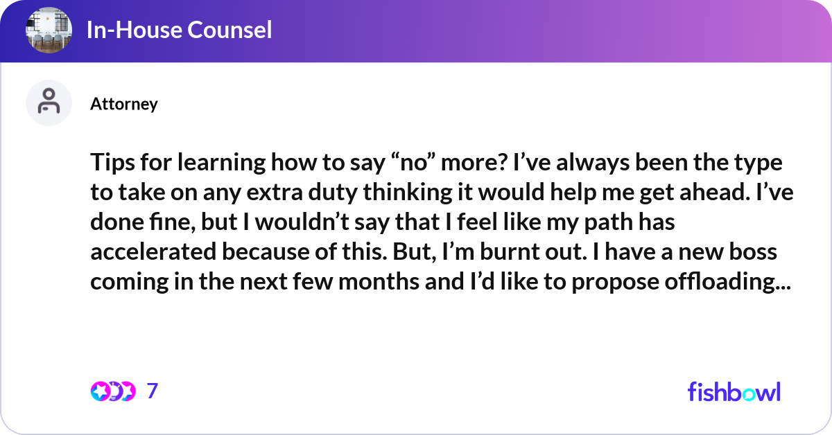 Tips for learning how to say “no” more? I’ve alway... | Fishbowl