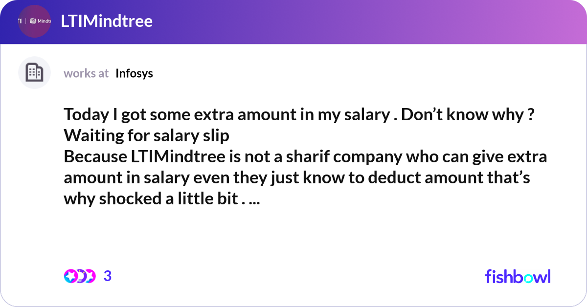 Today I got some extra amount in my salary . Don’t... | Fishbowl