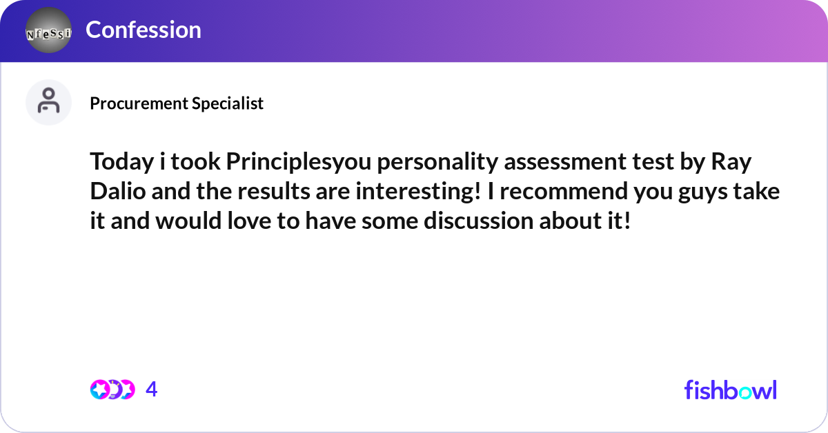 Today i took Principlesyou personality assessment ... | Fishbowl