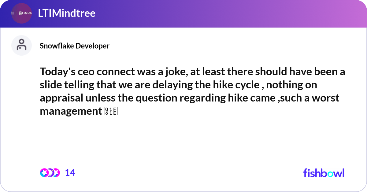 Today's ceo connect was a joke, at least there sho... | Fishbowl