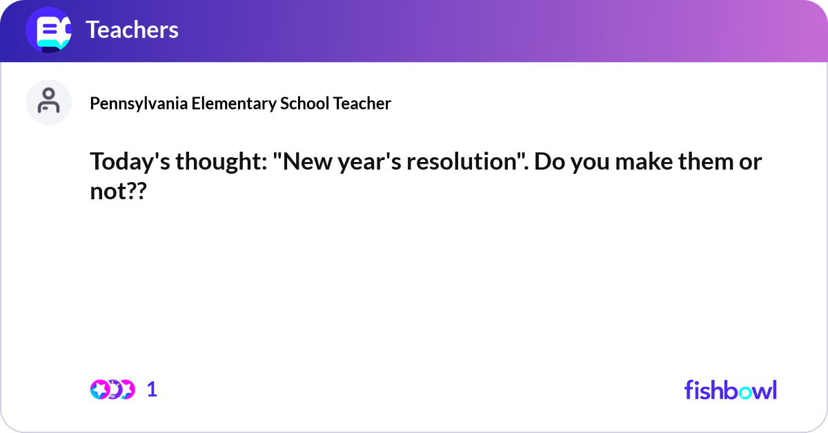 Today's thought: "New year's resolution". Do you m... | Fishbowl