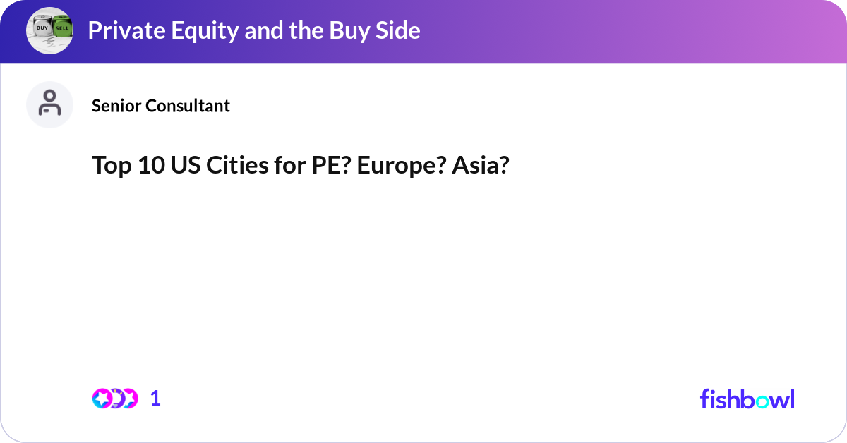 Top 10 US Cities for PE? Europe? Asia? | Fishbowl