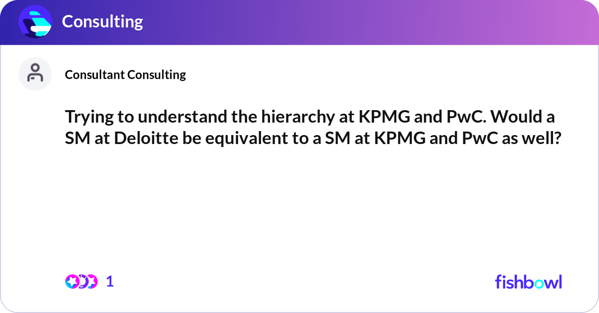 Trying to understand the hierarchy at KPMG and PwC... | Fishbowl