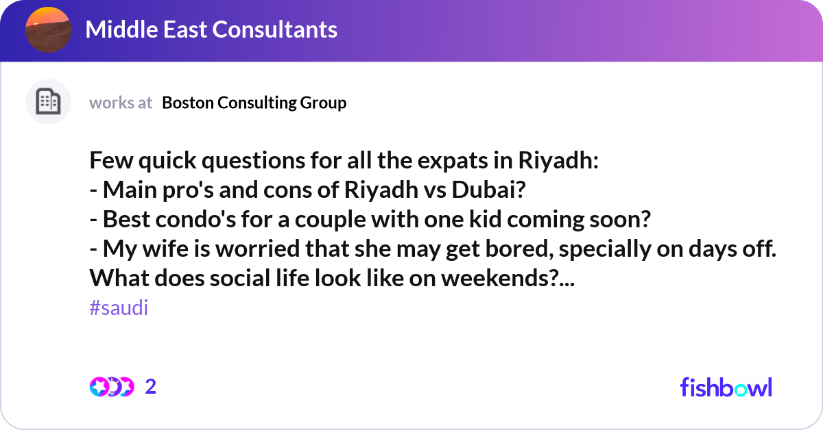 Few quick questions for all the expats in Riyadh: ... | Fishbowl