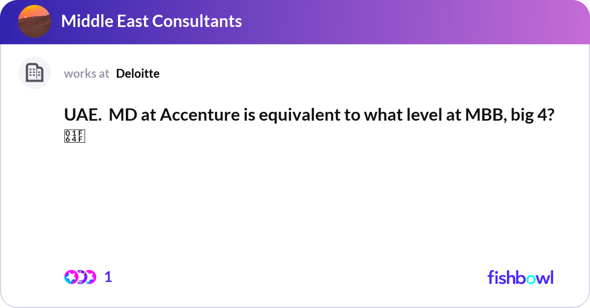 UAE. MD at Accenture is equivalent to what level ... | Fishbowl