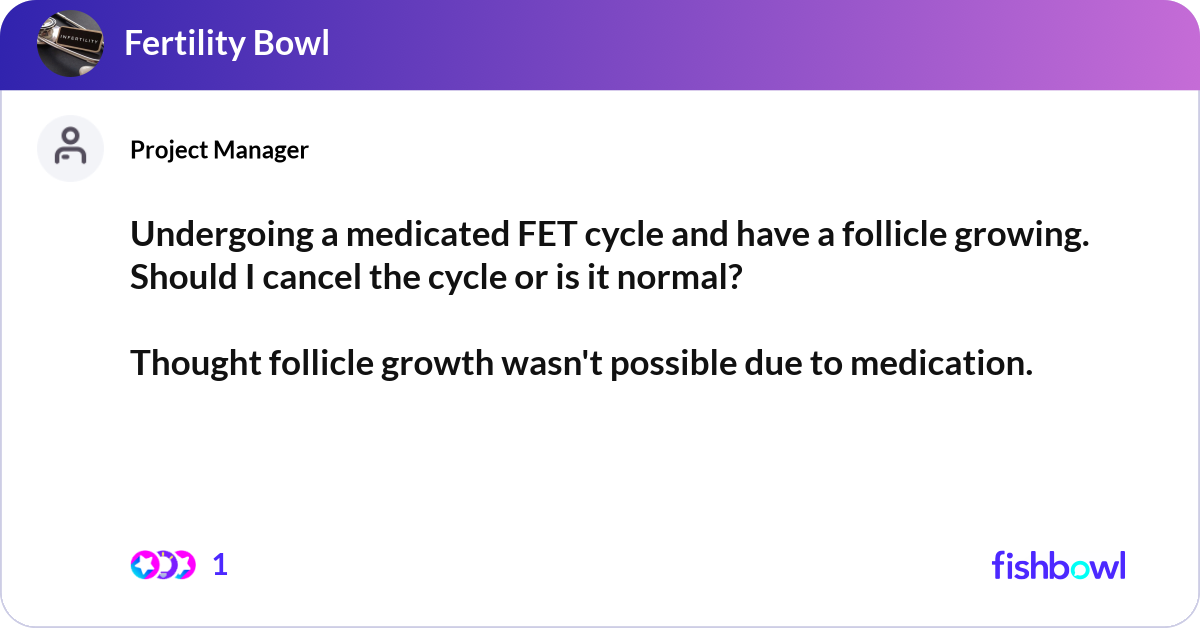 Undergoing a medicated FET cycle and have a follic... | Fishbowl