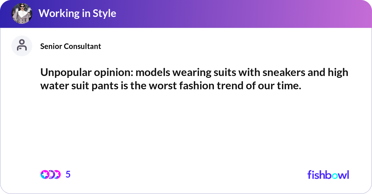 Unpopular opinion: models wearing suits with sneak... | Fishbowl