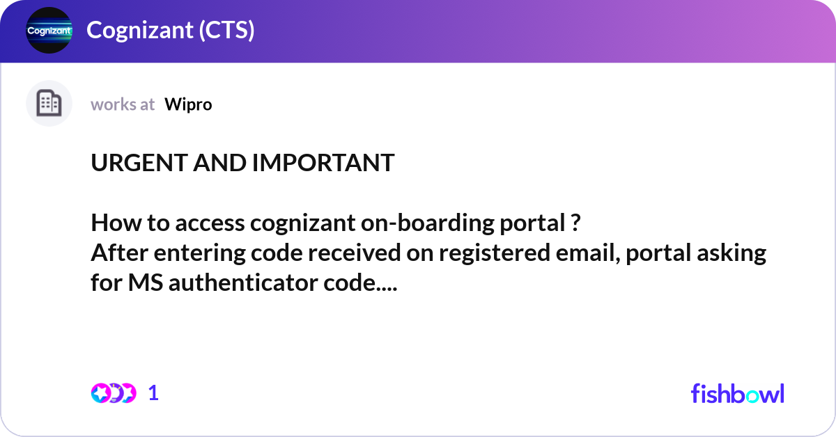 URGENT AND IMPORTANT How to access cognizant on-b... | Fishbowl