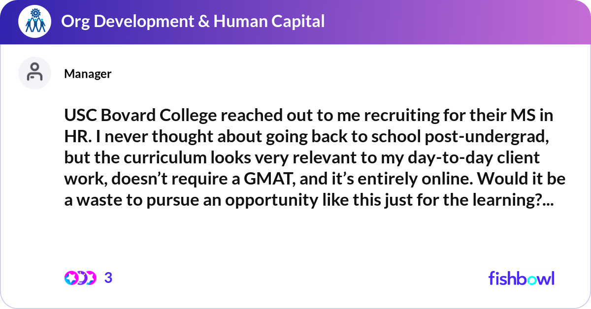 USC Bovard College reached out to me recruiting fo... | Fishbowl