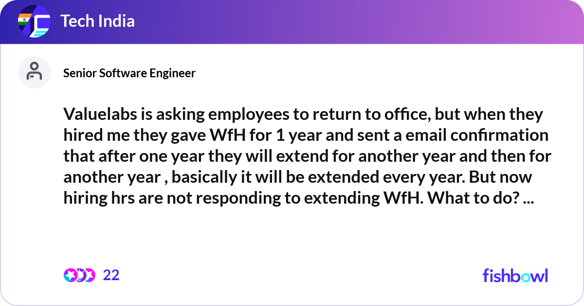 Valuelabs is asking employees to return to office,... | Fishbowl