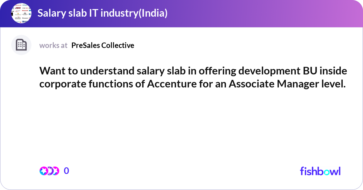 Want to understand salary slab in offering develop... | Fishbowl