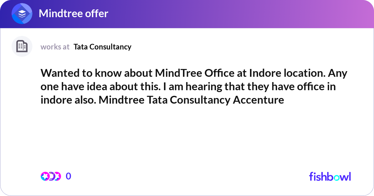 Wanted to know about MindTree Office at Indore loc... | Fishbowl