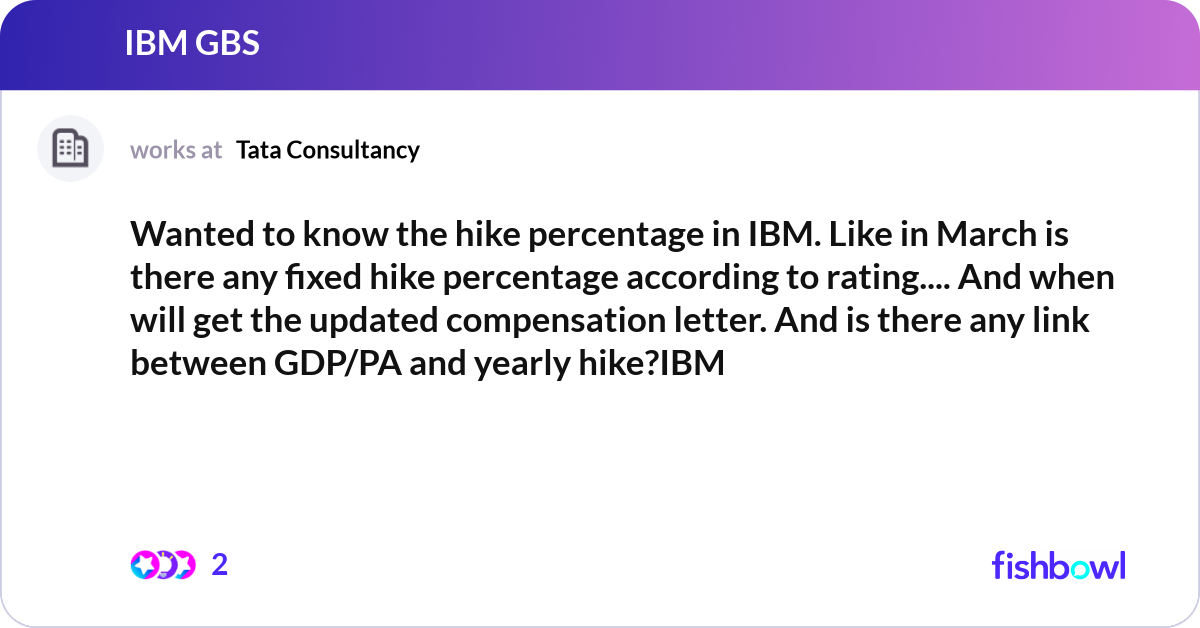 Wanted to know the hike percentage in IBM. Like in... | Fishbowl