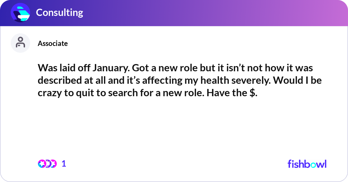 Was laid off January. Got a new role but it isn’t ... | Fishbowl