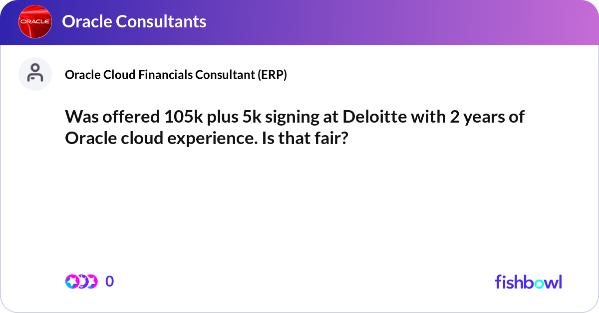 Was offered 105k plus 5k signing at Deloitte with ... | Fishbowl