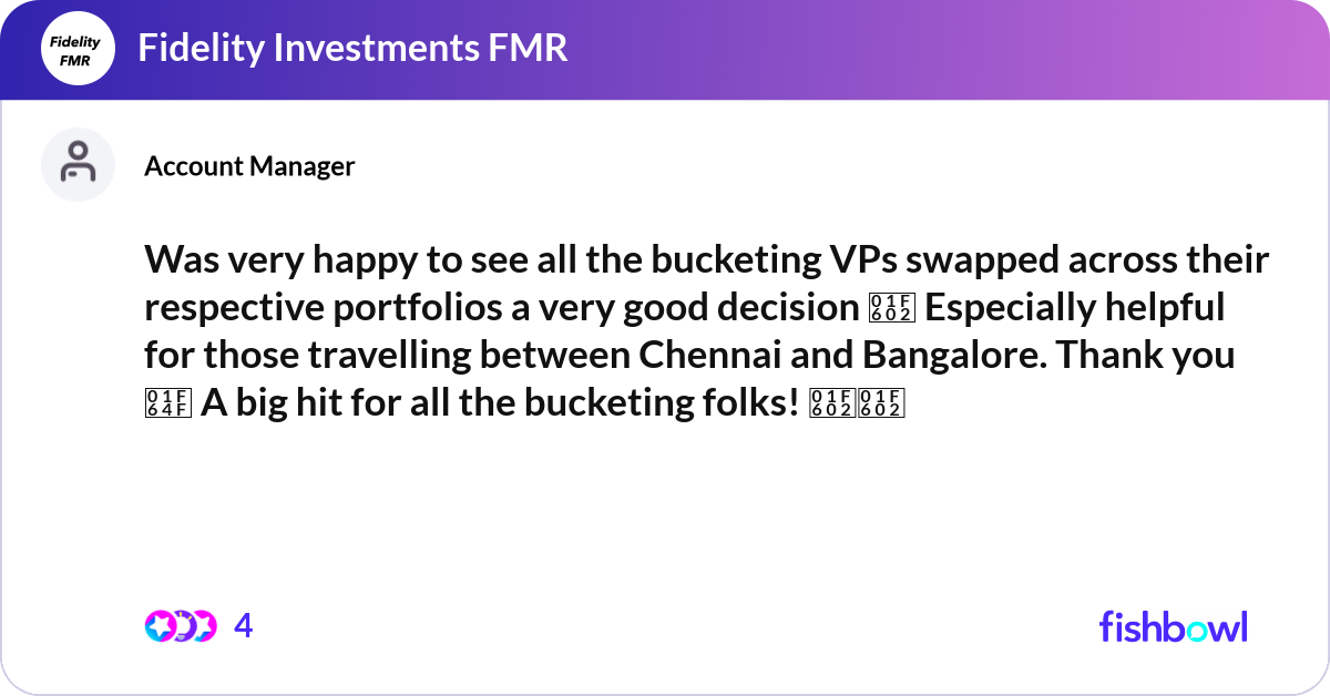 Was very happy to see all the bucketing VPs swappe... | Fishbowl