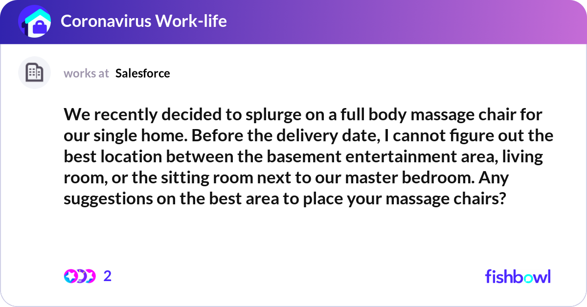 We recently decided to splurge on a full body mass... | Fishbowl