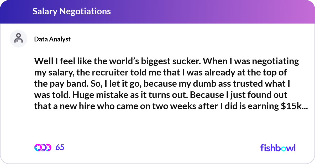 Well I feel like the world’s biggest sucker. When ... | Fishbowl