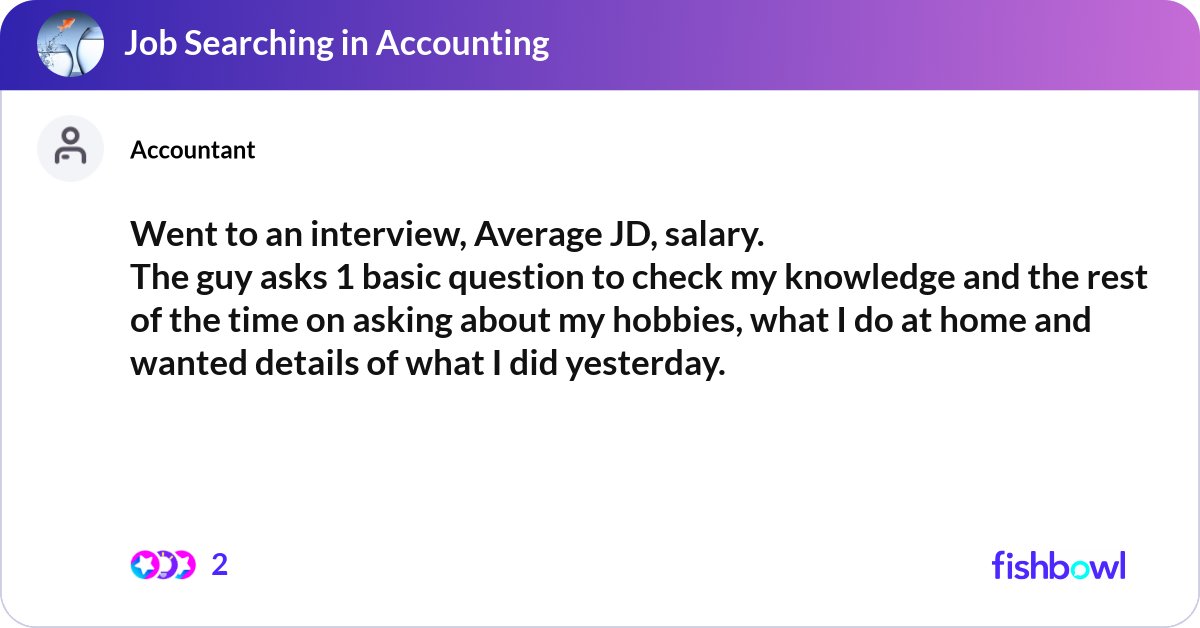 Went to an interview, Average JD, salary. The guy ... | Fishbowl