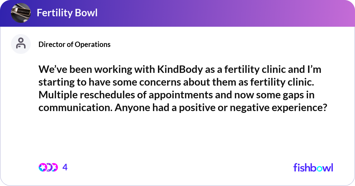 We’ve been working with KindBody as a fertility cl... | Fishbowl
