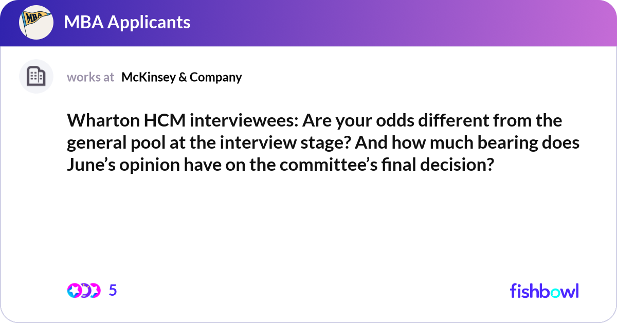 Wharton HCM interviewees: Are your odds different ... | Fishbowl
