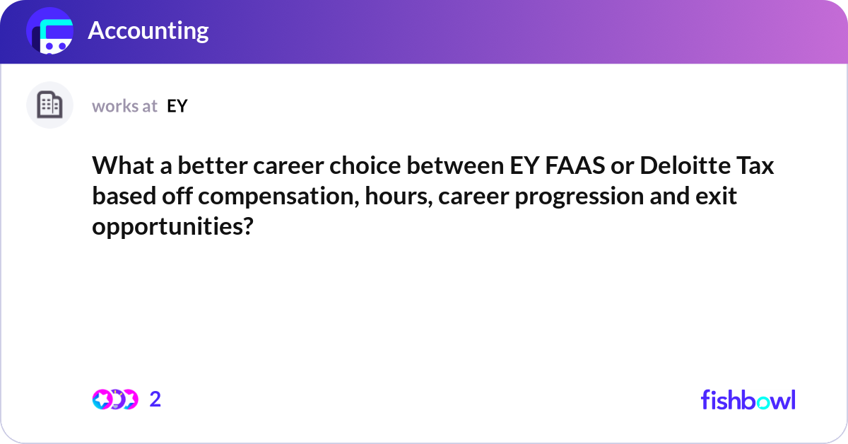 What a better career choice between EY FAAS or Del... | Fishbowl