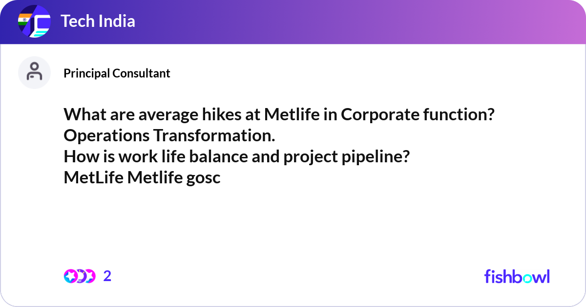 What are average hikes at Metlife in Corporate fun... | Fishbowl