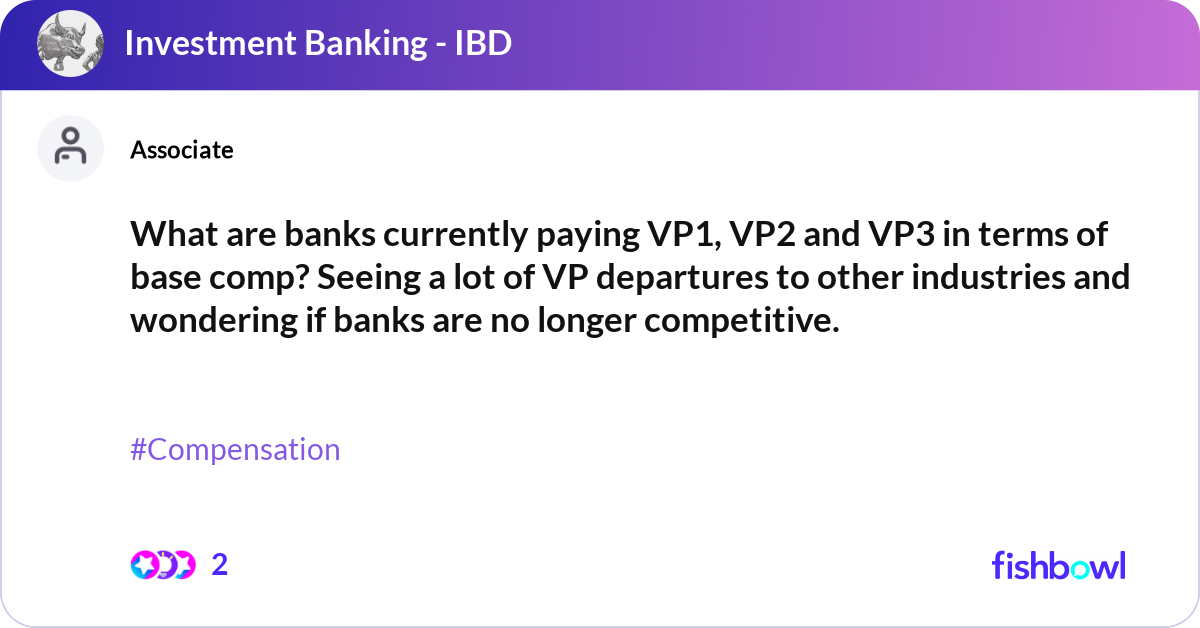 What are banks currently paying VP1, VP2 and VP3 i... | Fishbowl
