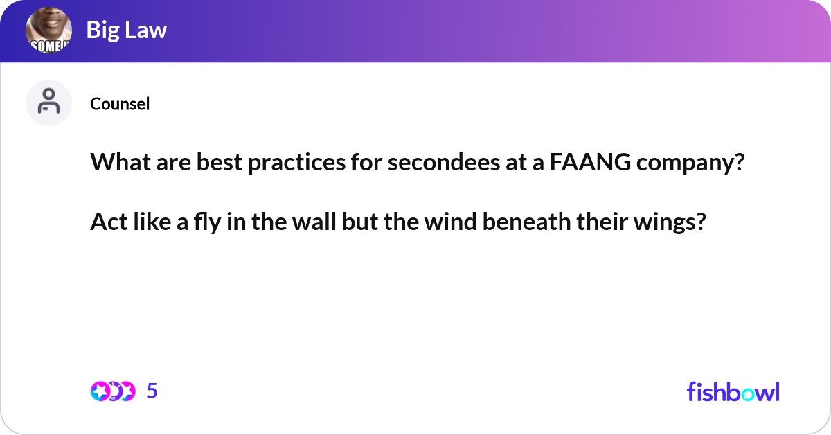 What are best practices for secondees at a FAANG c... | Fishbowl