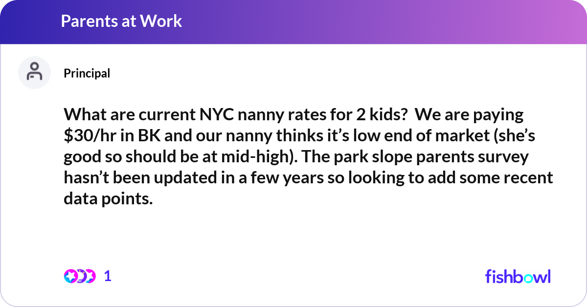 What are current NYC nanny rates for 2 kids? We a... | Fishbowl