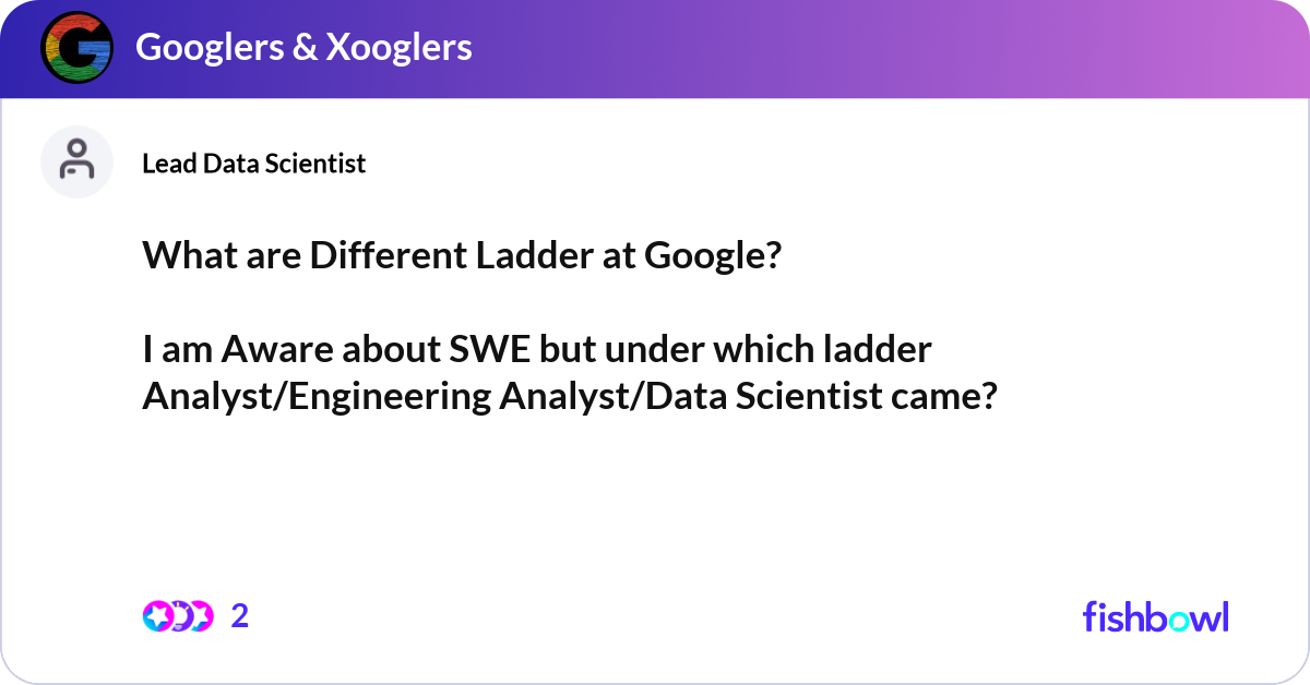 What are Different Ladder at Google? I am Aware ... | Fishbowl