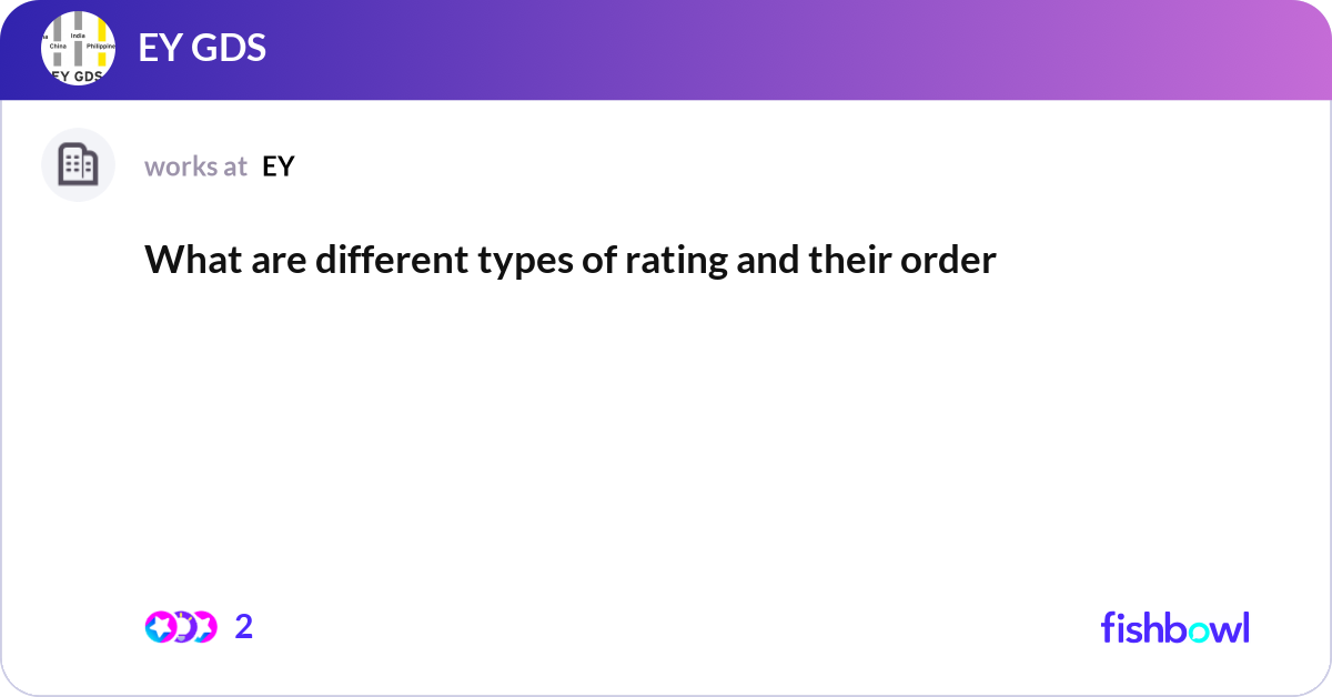 What are different types of rating and their order... | Fishbowl