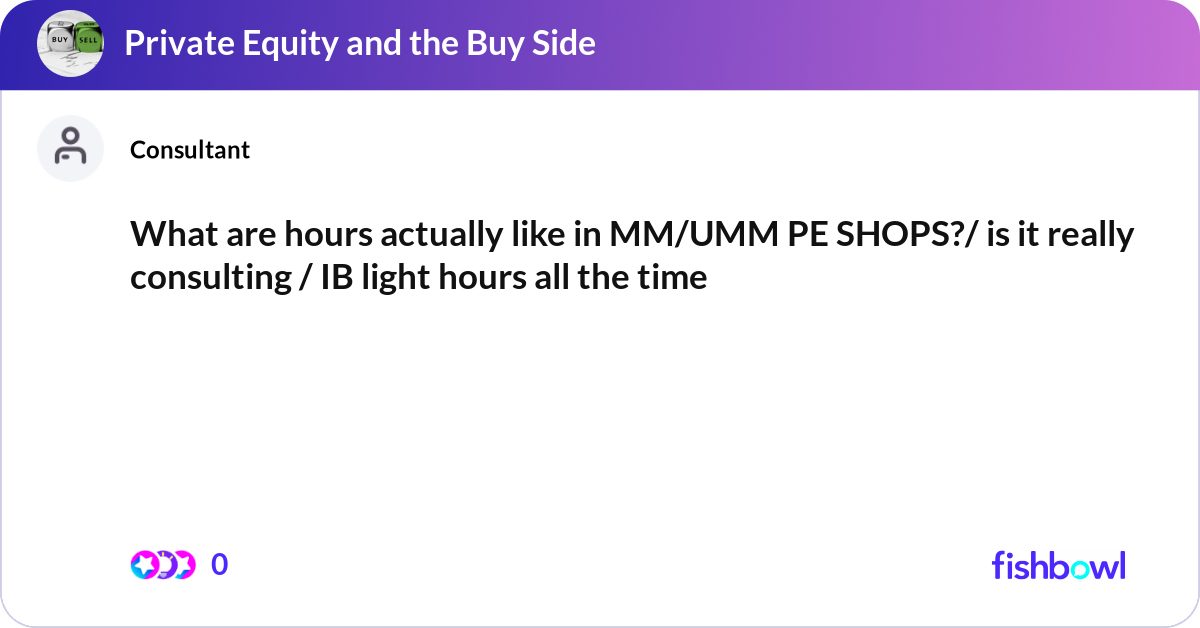 What are hours actually like in MM/UMM PE SHOPS?/ ... | Fishbowl