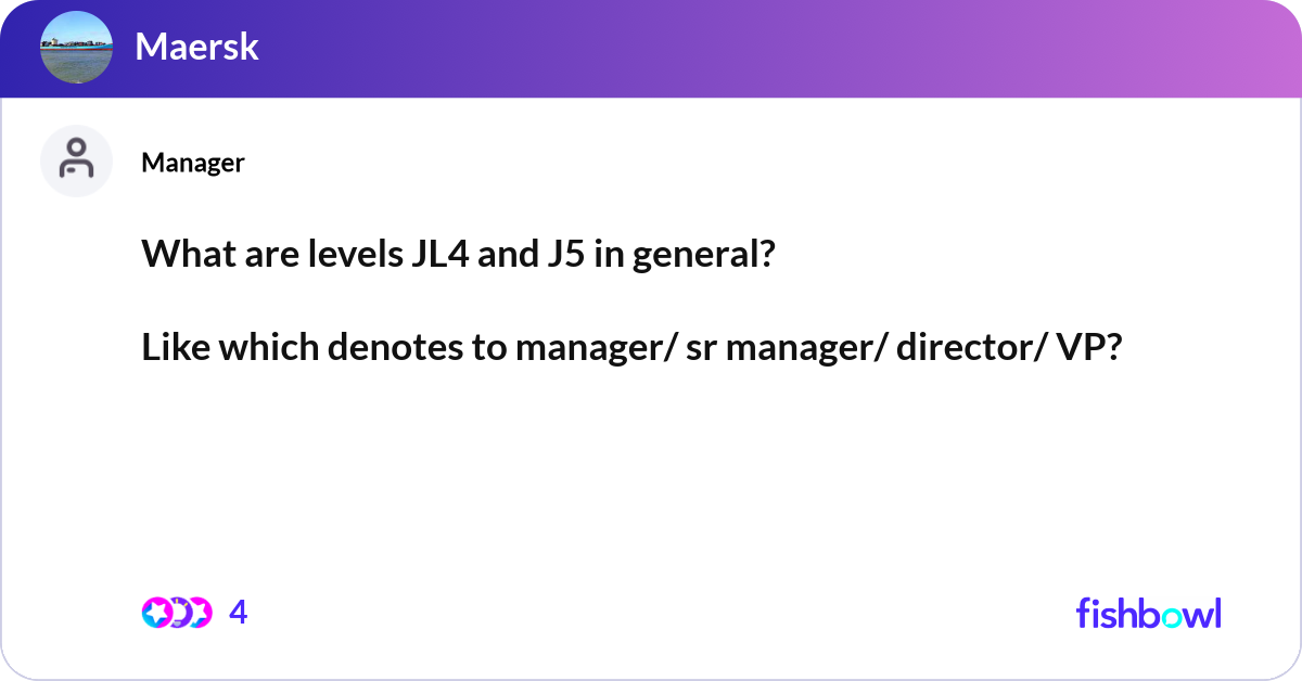 What are levels JL4 and J5 in general? Like which... | Fishbowl