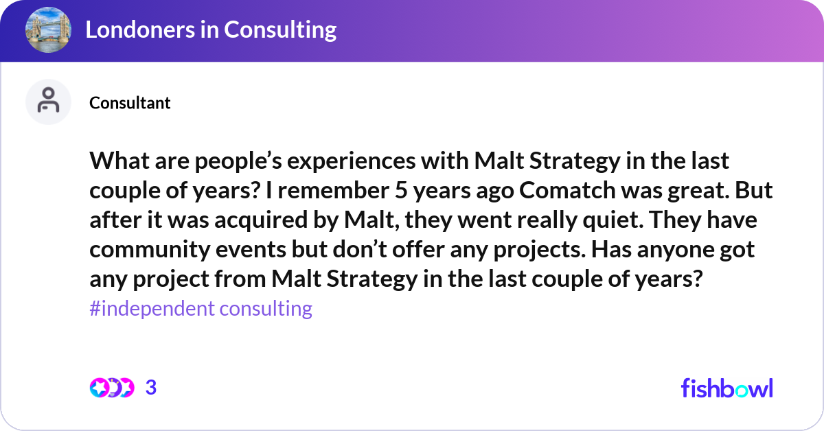 What are people’s experiences with Malt Strategy i... | Fishbowl
