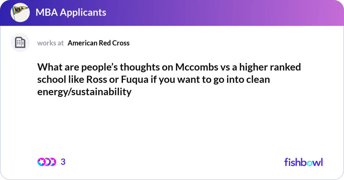 What are people’s thoughts on Mccombs vs a higher ... | Fishbowl