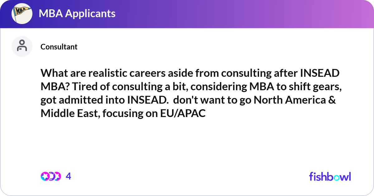 What are realistic careers aside from consulting a... | Fishbowl