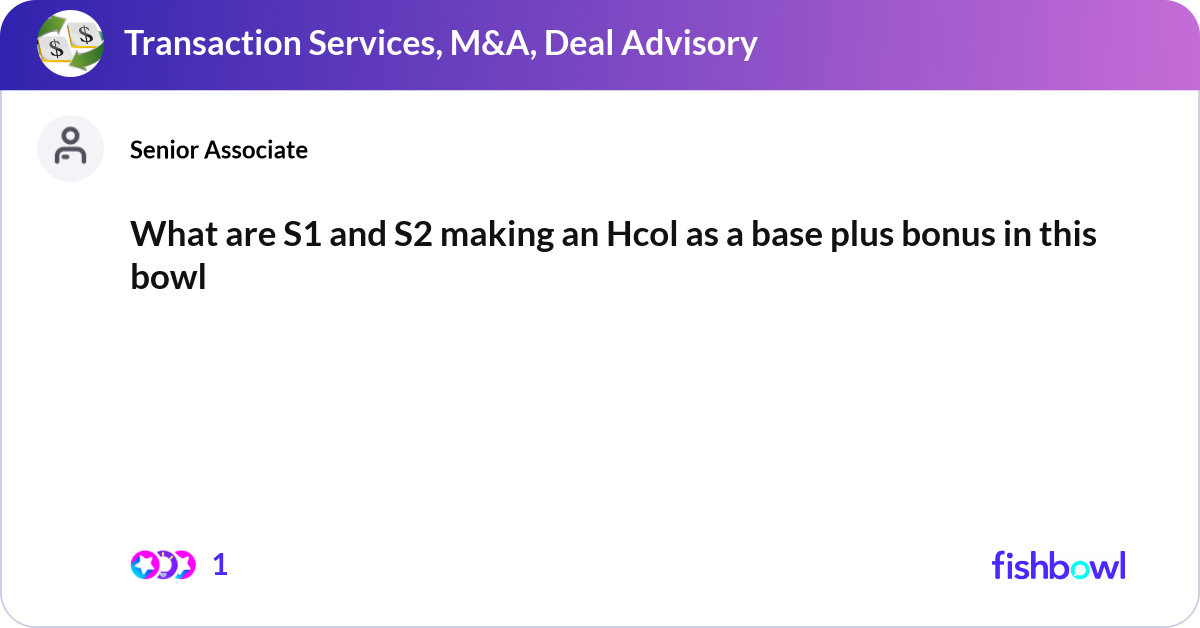 What are S1 and S2 making an Hcol as a base plus b... | Fishbowl