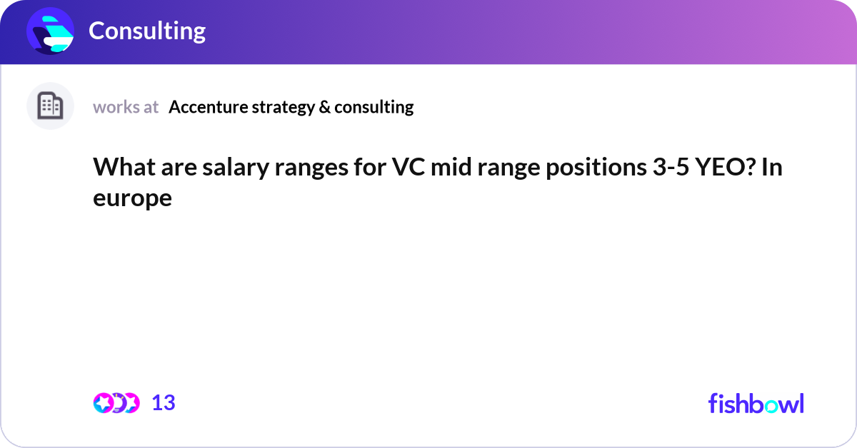 What are salary ranges for VC mid range positions ... | Fishbowl