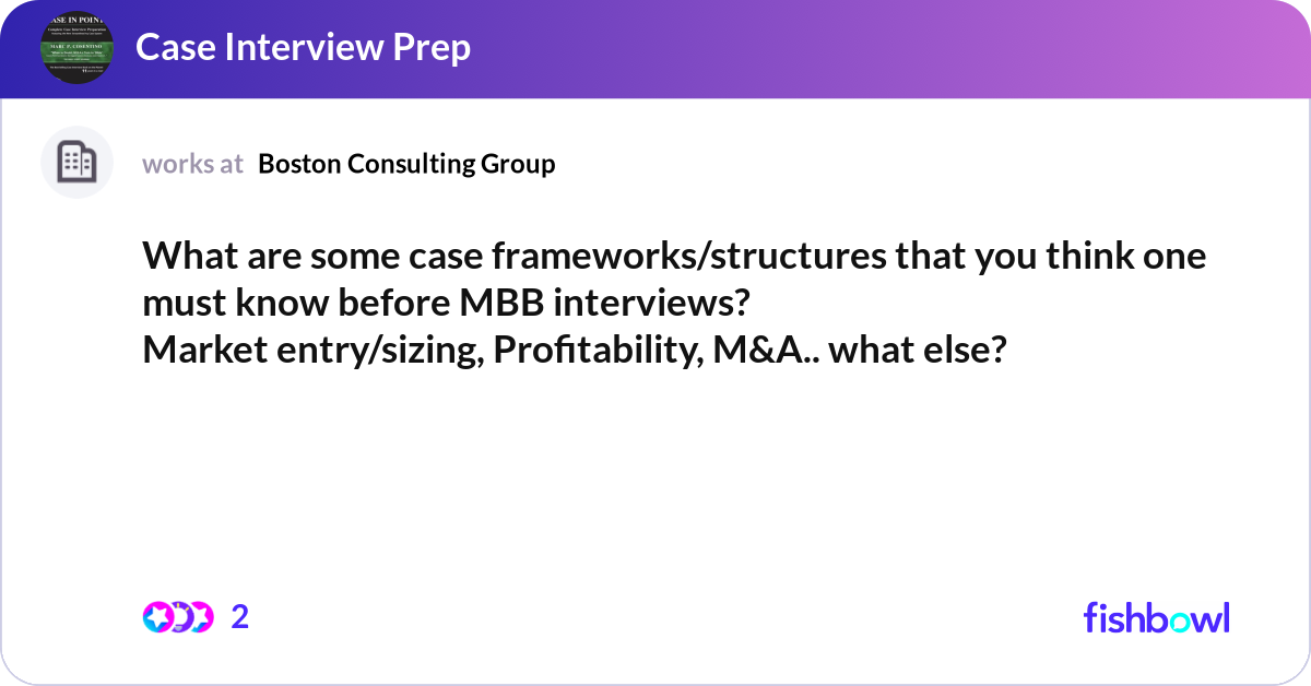 What are some case frameworks/structures that you ... | Fishbowl