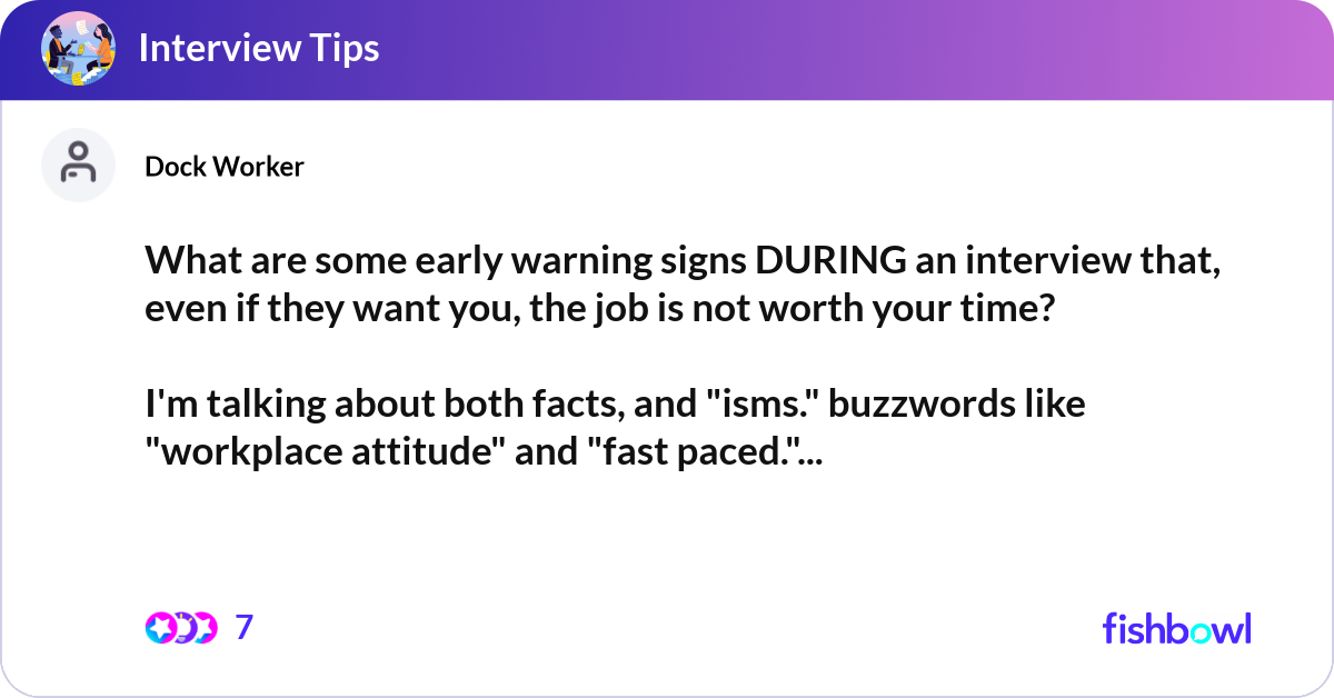 What are some early warning signs DURING an interv... | Fishbowl