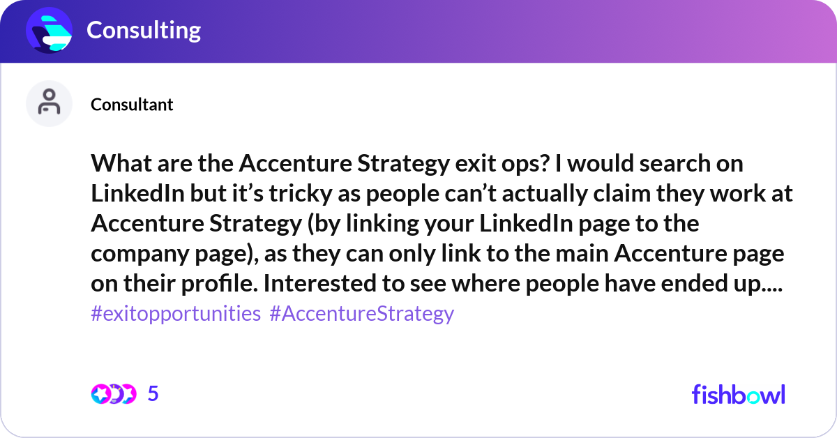 What are the Accenture Strategy exit ops? I would ... | Fishbowl