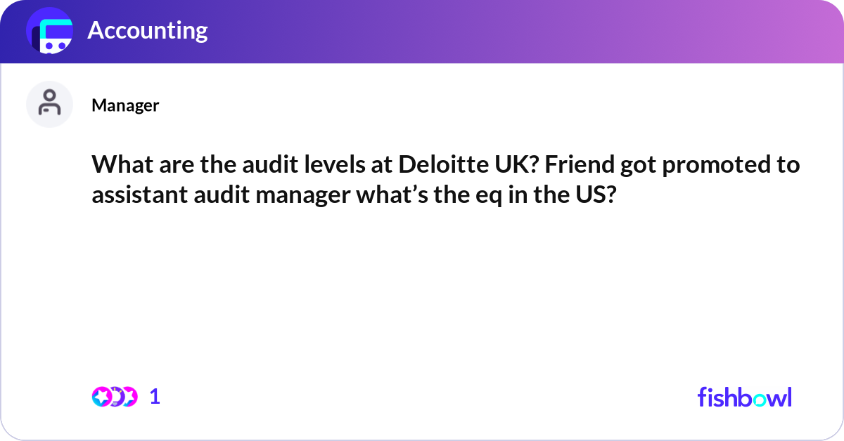 What are the audit levels at Deloitte UK? Friend g... | Fishbowl