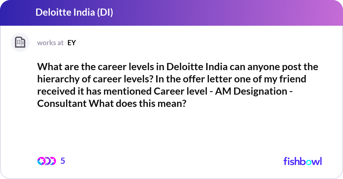 What are the career levels in Deloitte India can a... | Fishbowl
