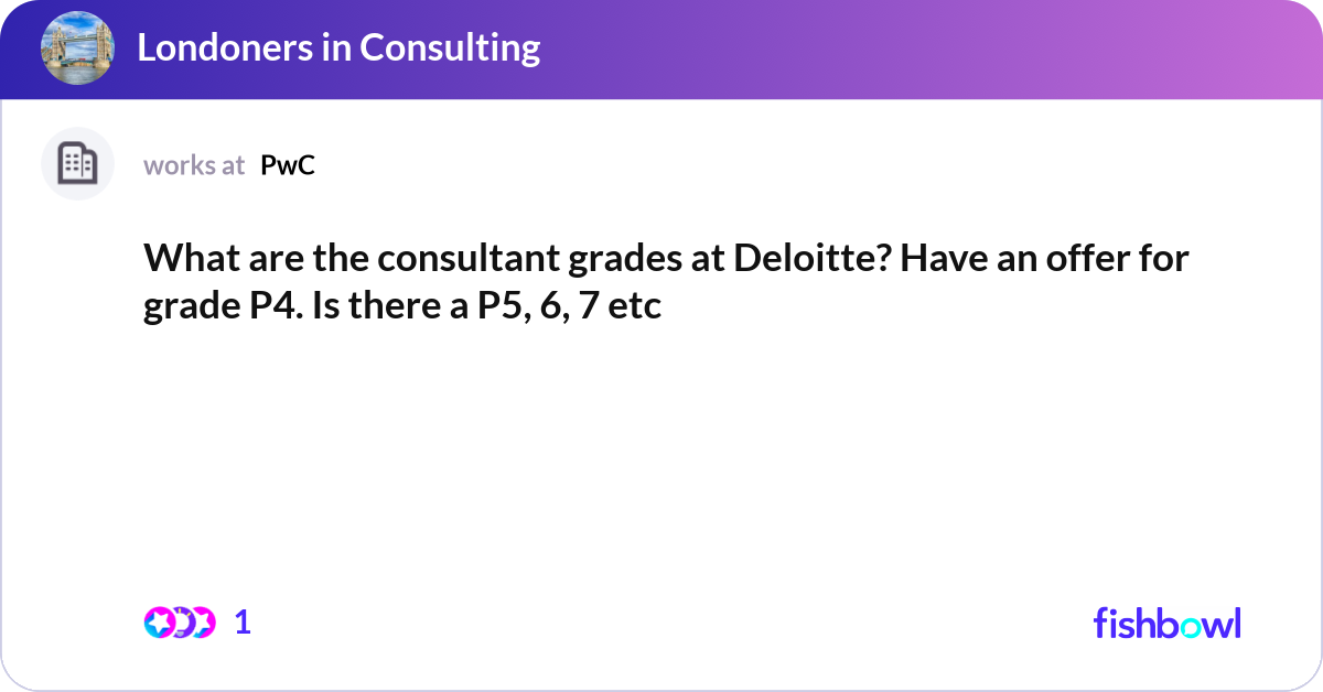 What are the consultant grades at Deloitte? Have a... | Fishbowl